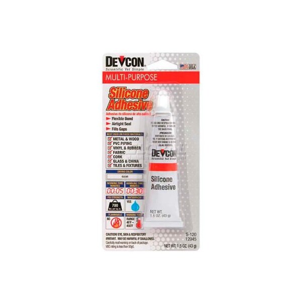 Itw Devcon Premium Silicone Adhesive (S-1), 12045, 1.76 Oz. Tube 12045 | Zoro